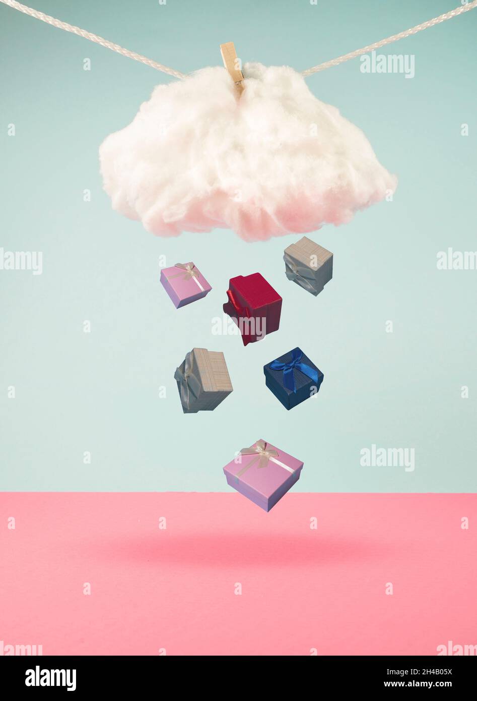 Falling gift boxes from top hi-res stock photography and images - Alamy