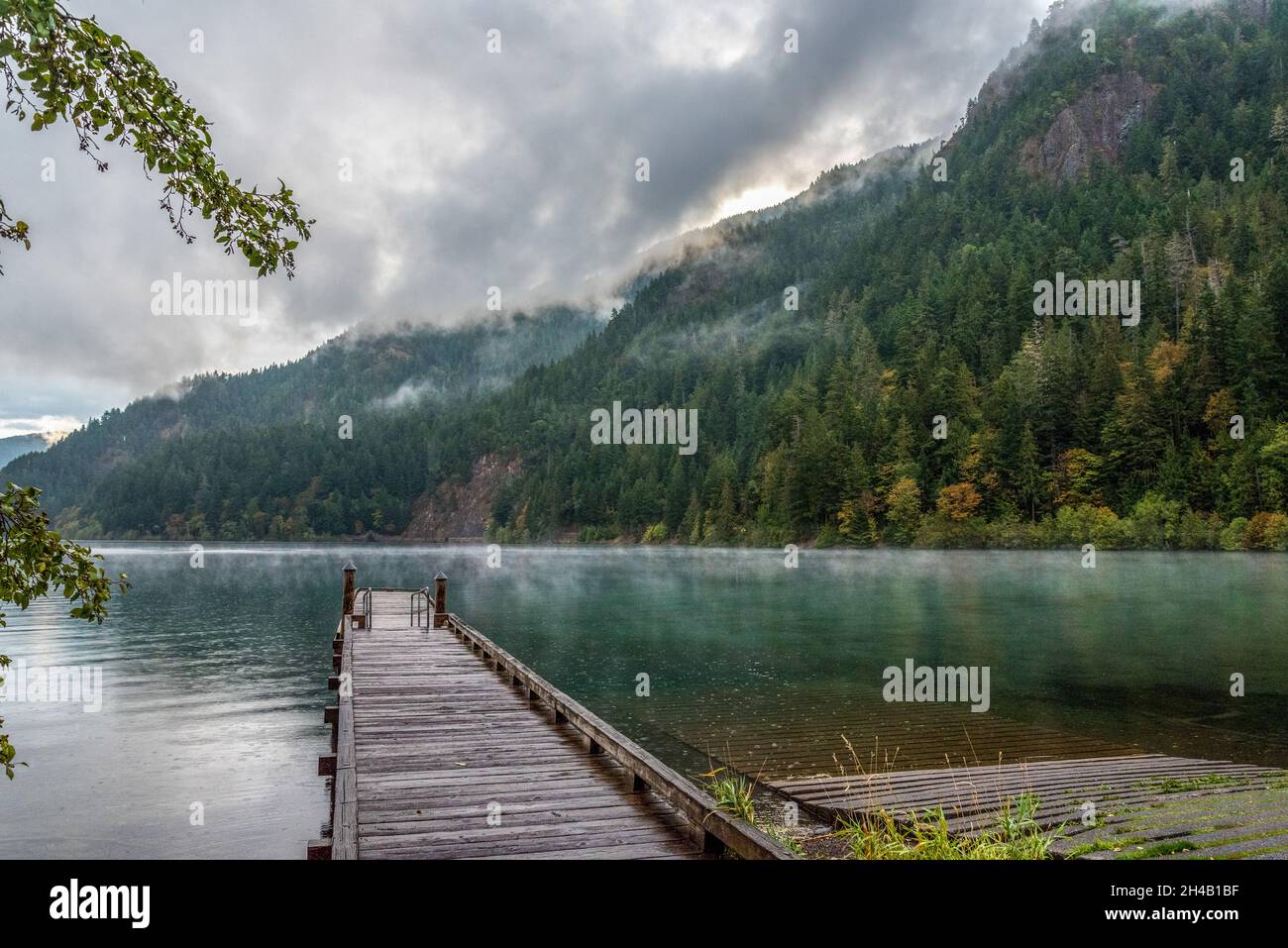 Wooden bridge at Crescent lake in Olympic National Park, USA Stock ...