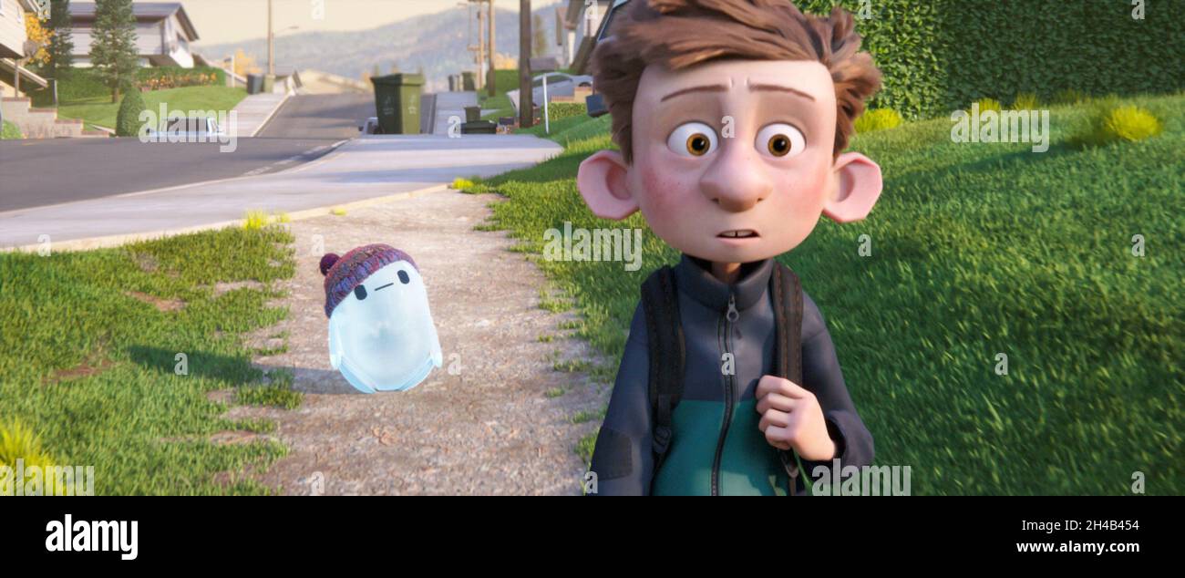 RON'S GONE WRONG, from left: Ron (voice: Zach Galifianakis), Barney ...