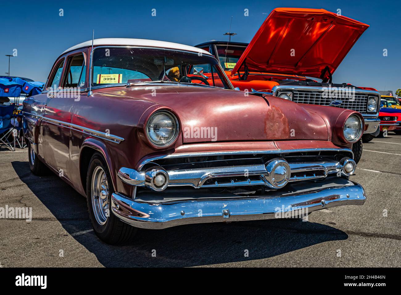 Reno, NV - August 4, 2021: 1954 Ford Customline Tudor Sedan at a local ...