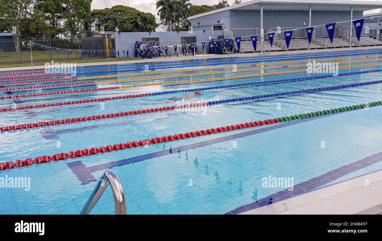 MACKAY, AUSTRALIA - Oct 07, 2021: A closeup of the pool in the Mackay ...