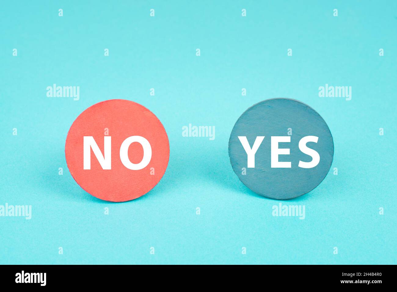 Round shape in red and blue, with the words yes and no, communication ...