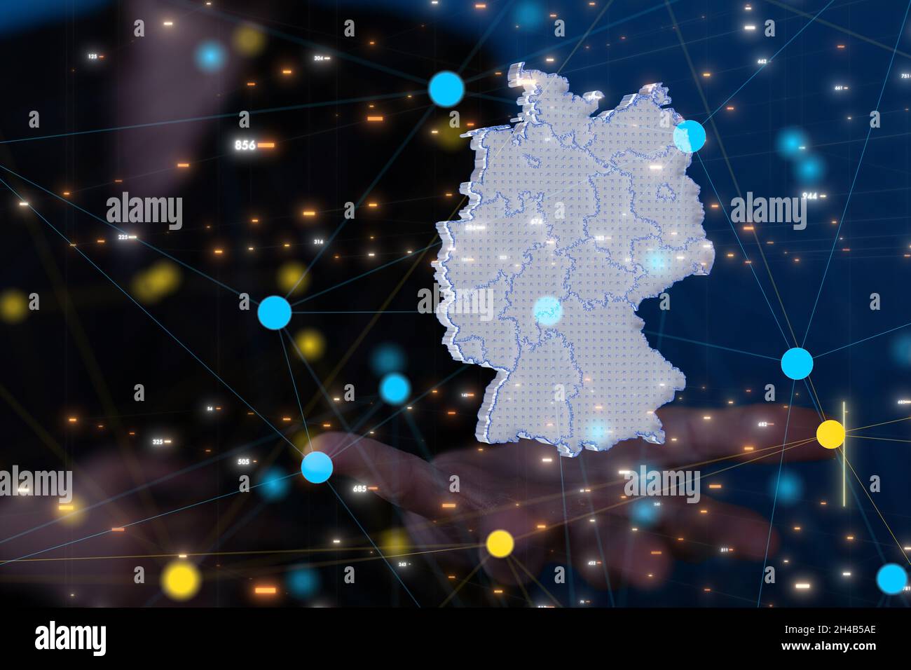 3D rendering of a map with colorful lines and dots Stock Photo - Alamy