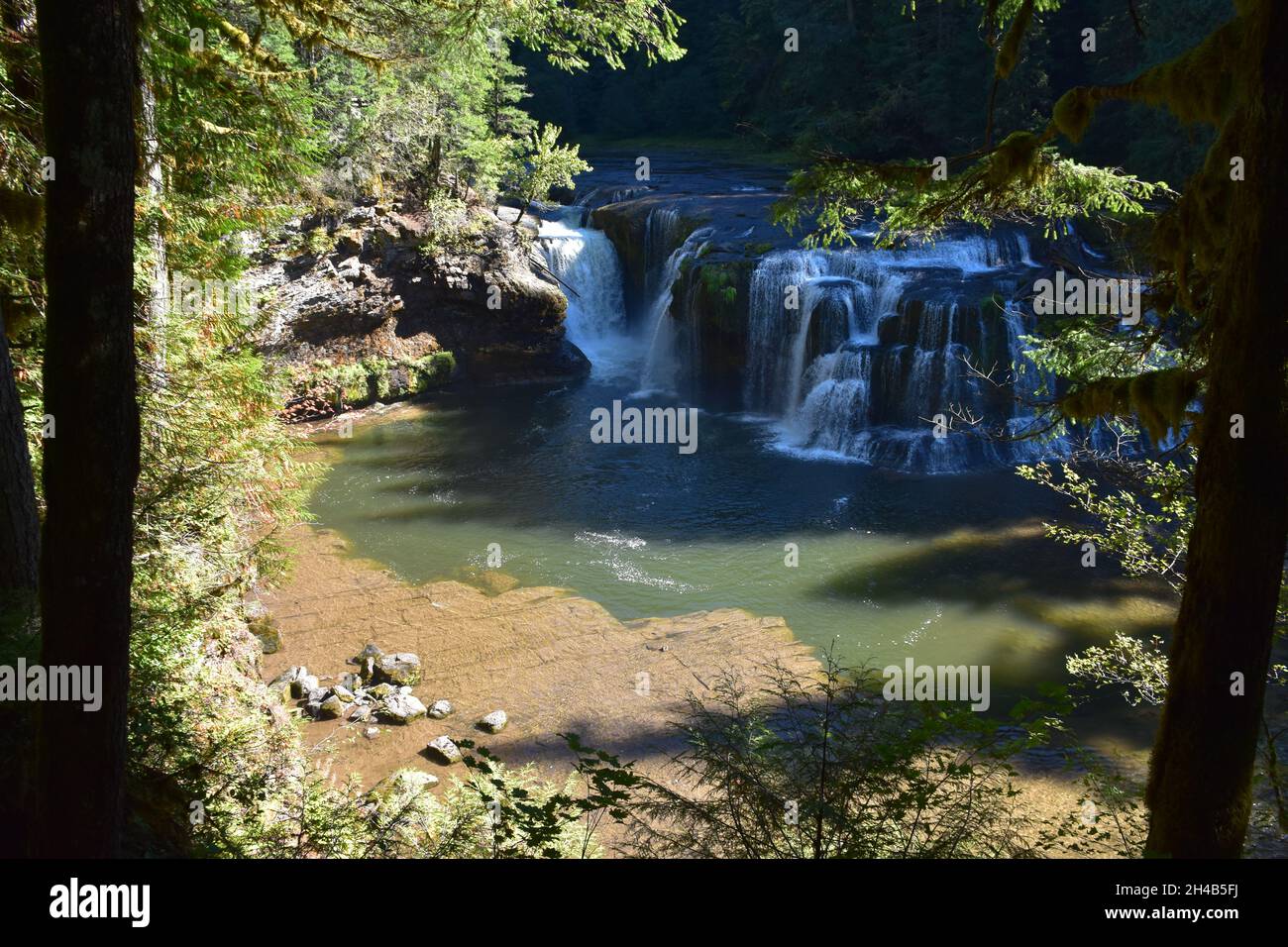 Late summer at the Lower Lewis River Falls, a popular beauty spot for ...