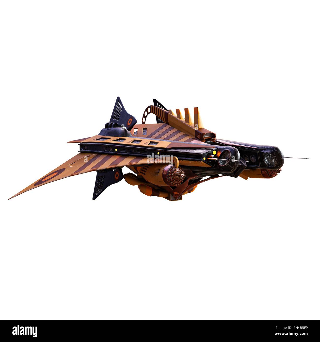 Spaceship exterior on an isolated white background, 3D illustration, 3D ...