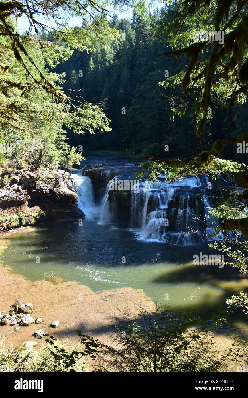 Late summer at the Lower Lewis River Falls, a popular beauty spot for ...