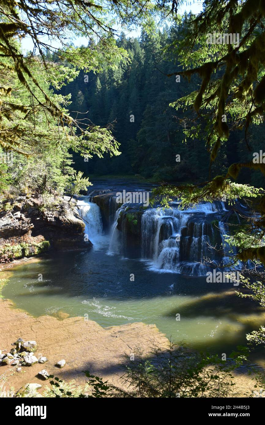 Late summer at the Lower Lewis River Falls, a popular beauty spot for ...