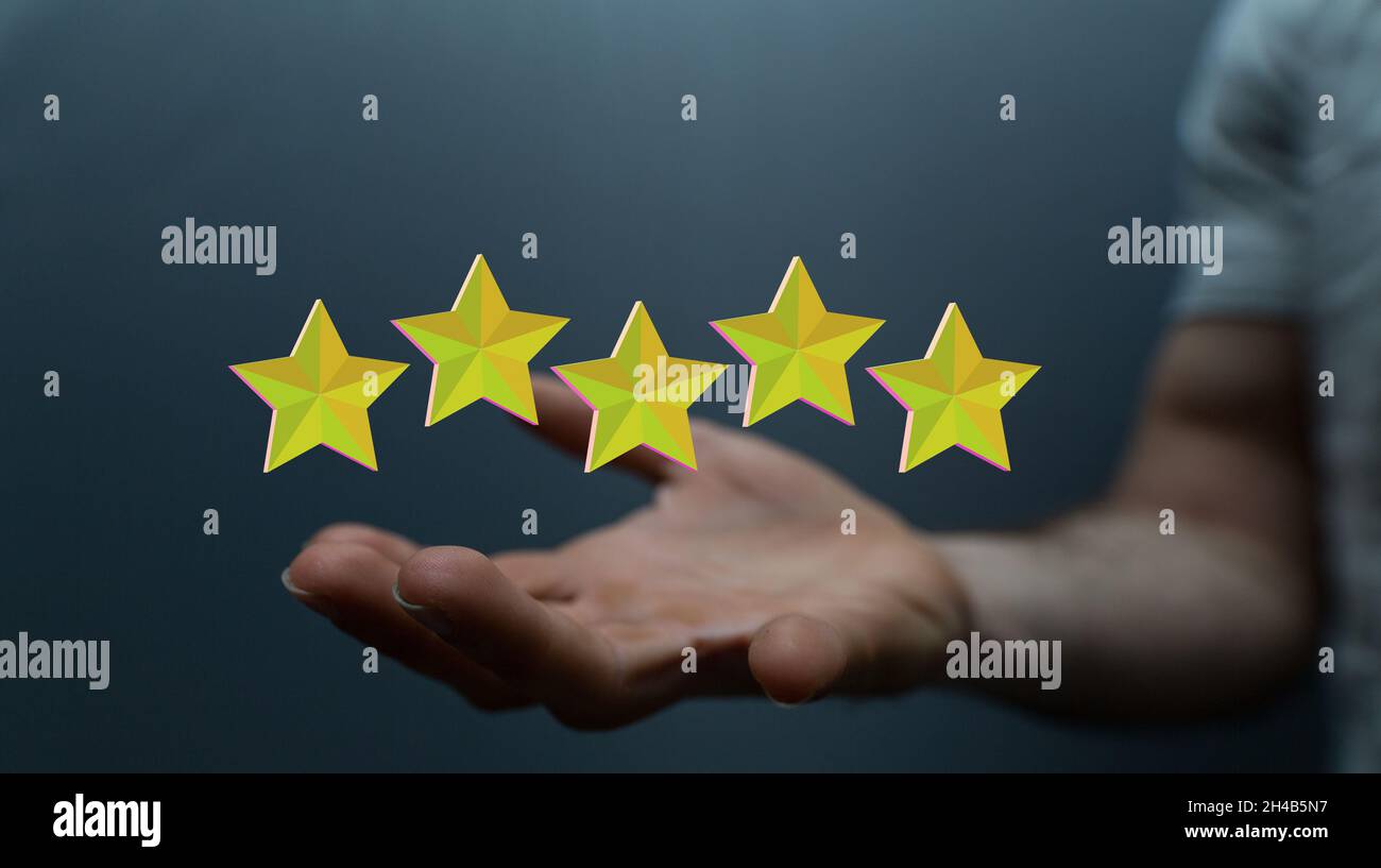 Five-star rating - Service rating, satisfaction concept Stock Photo - Alamy
