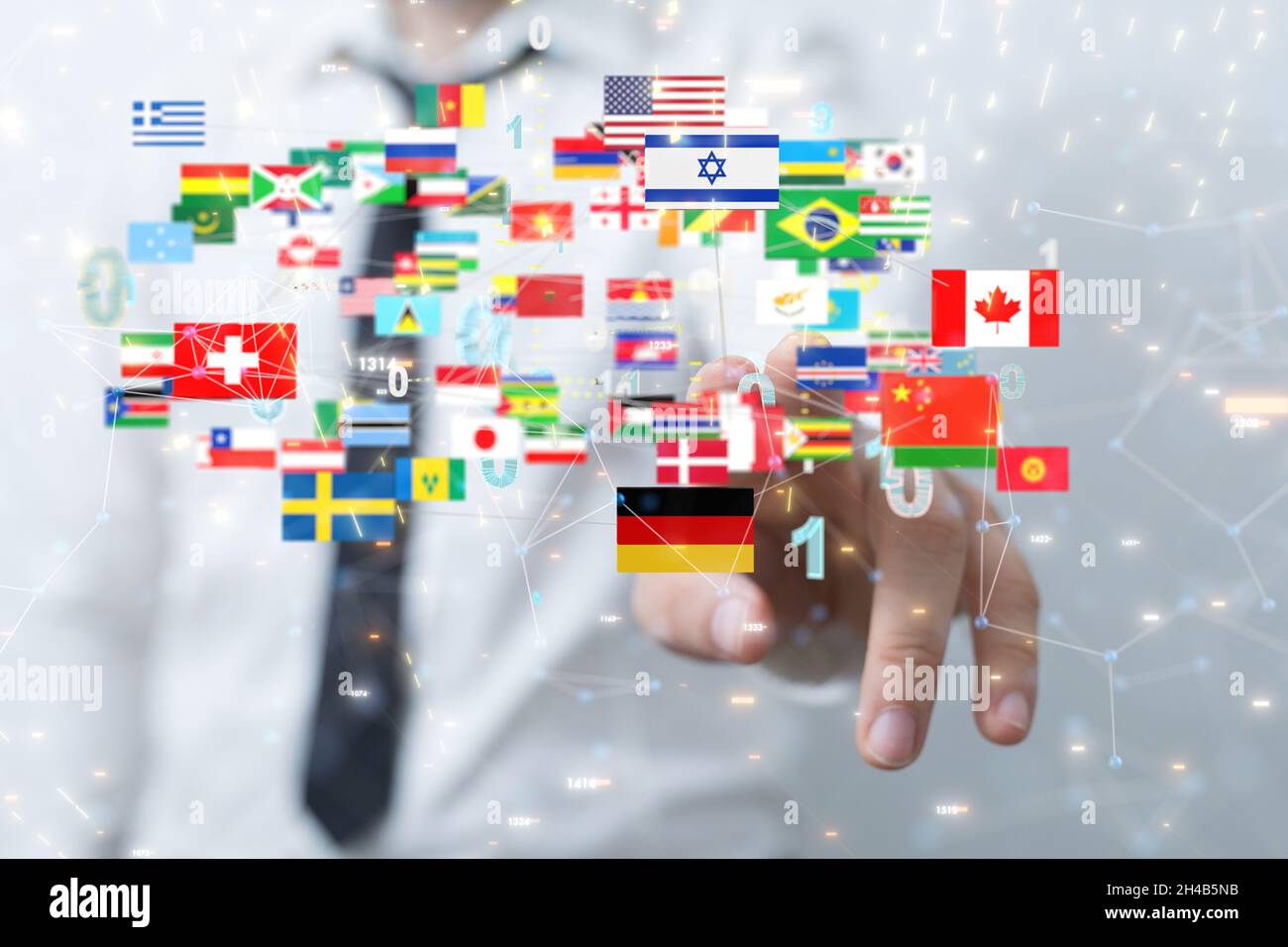 World Map With All States And Their Flags Stock Photo Alamy