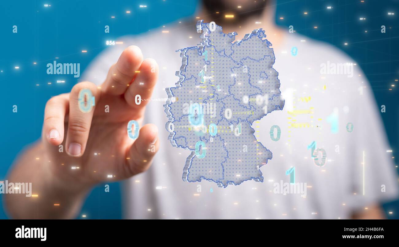 Map of Germany consisting of 3D triangles, lines Stock Photo - Alamy