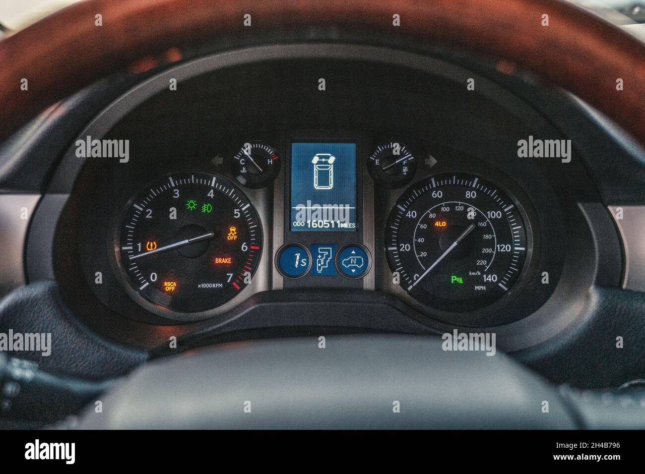 Vehicle dashboard with error indicators Stock Photo - Alamy