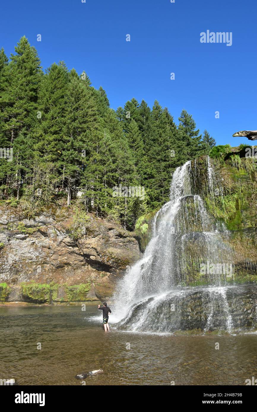 Late summer at the Lower Lewis River Falls, a popular beauty spot for ...
