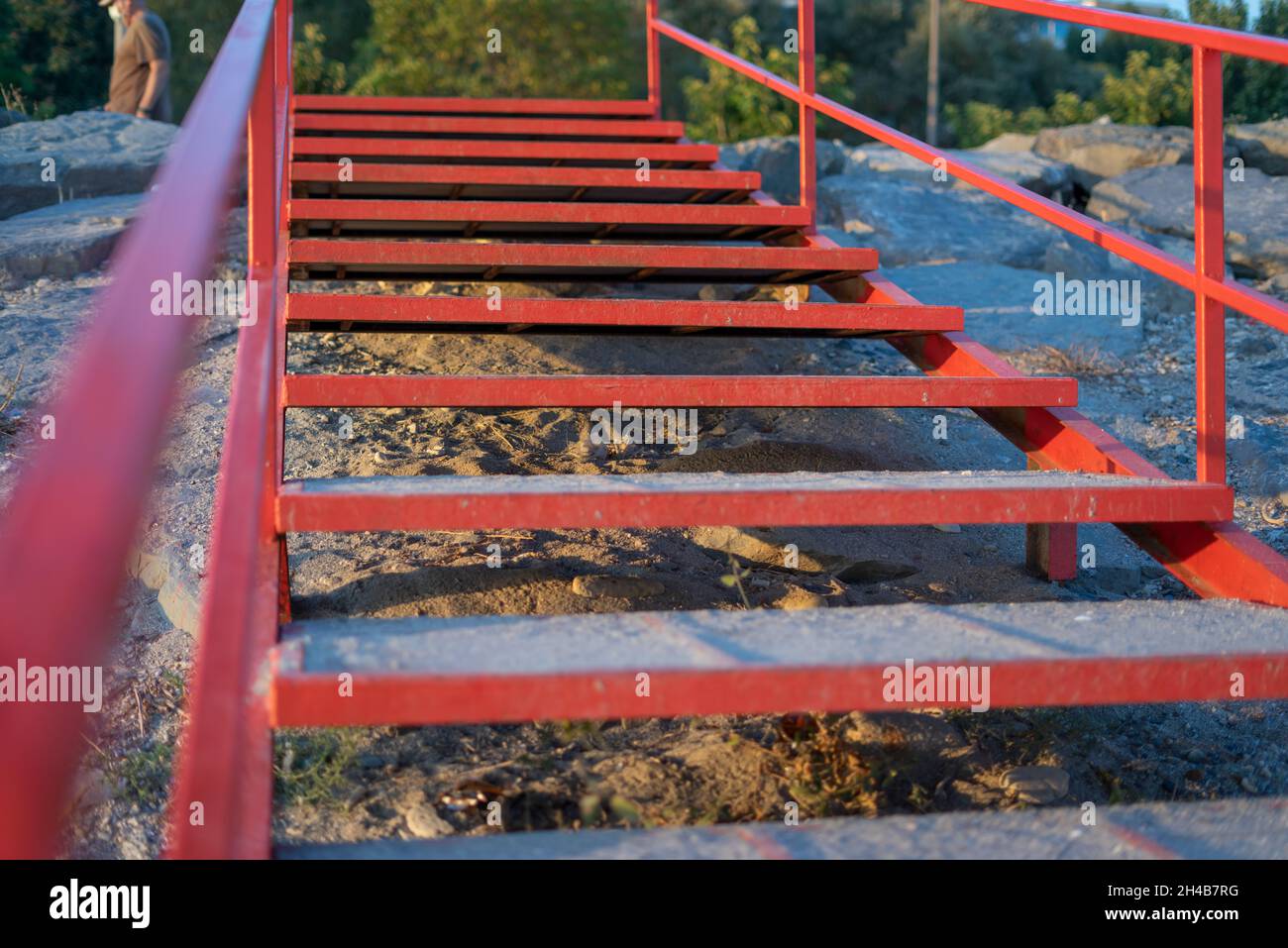 Metal stairs wooden pier hi-res stock photography and images - Alamy