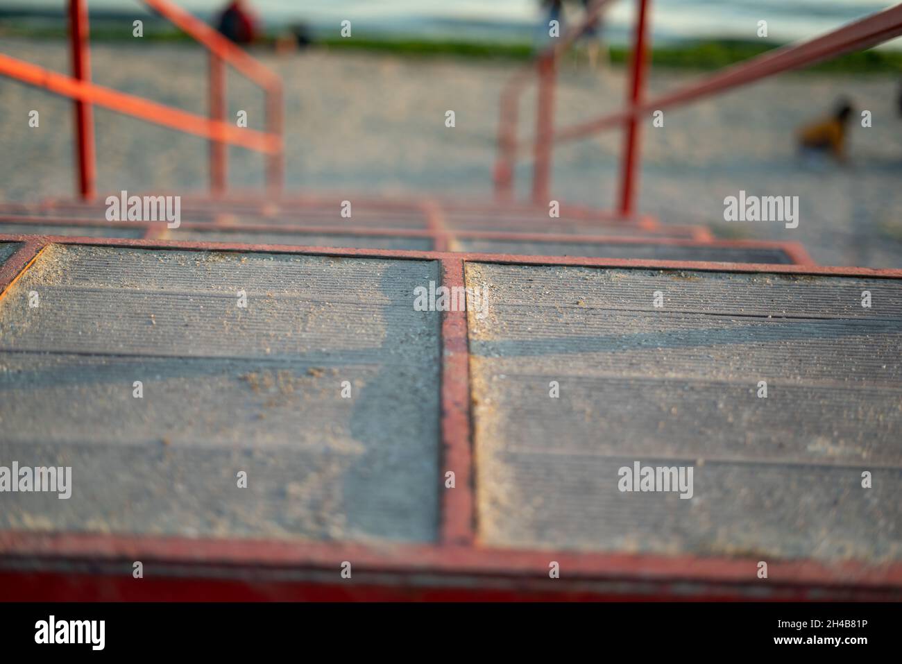 Metal stairs wooden pier hi-res stock photography and images - Alamy
