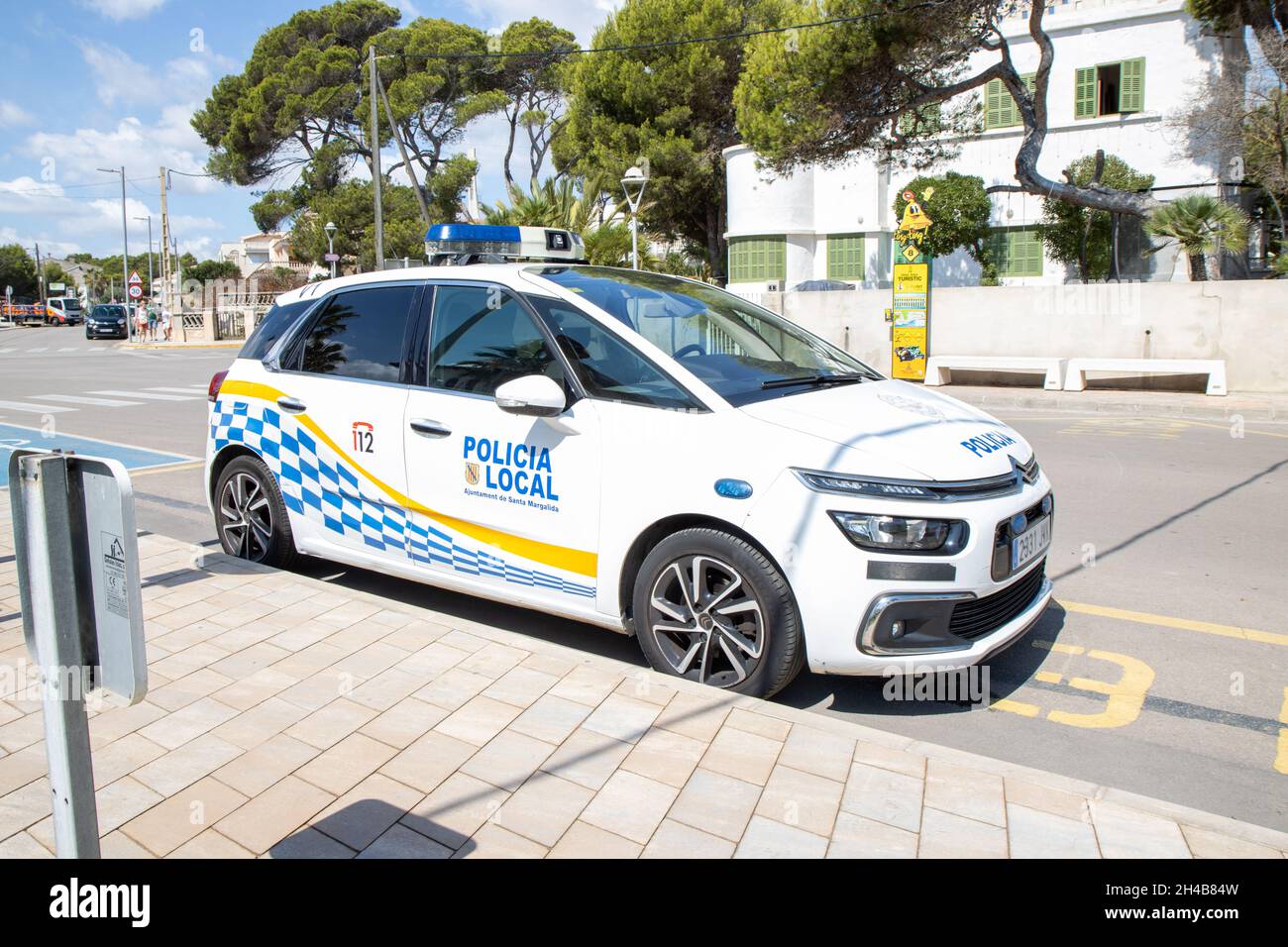 Majorca, Spain, 27th July 2021: A Spanish police car taken on the ...