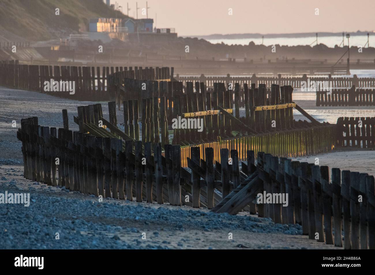 Sea defences, West Runton Beach, North Norfolk Coast Stock Photo - Alamy