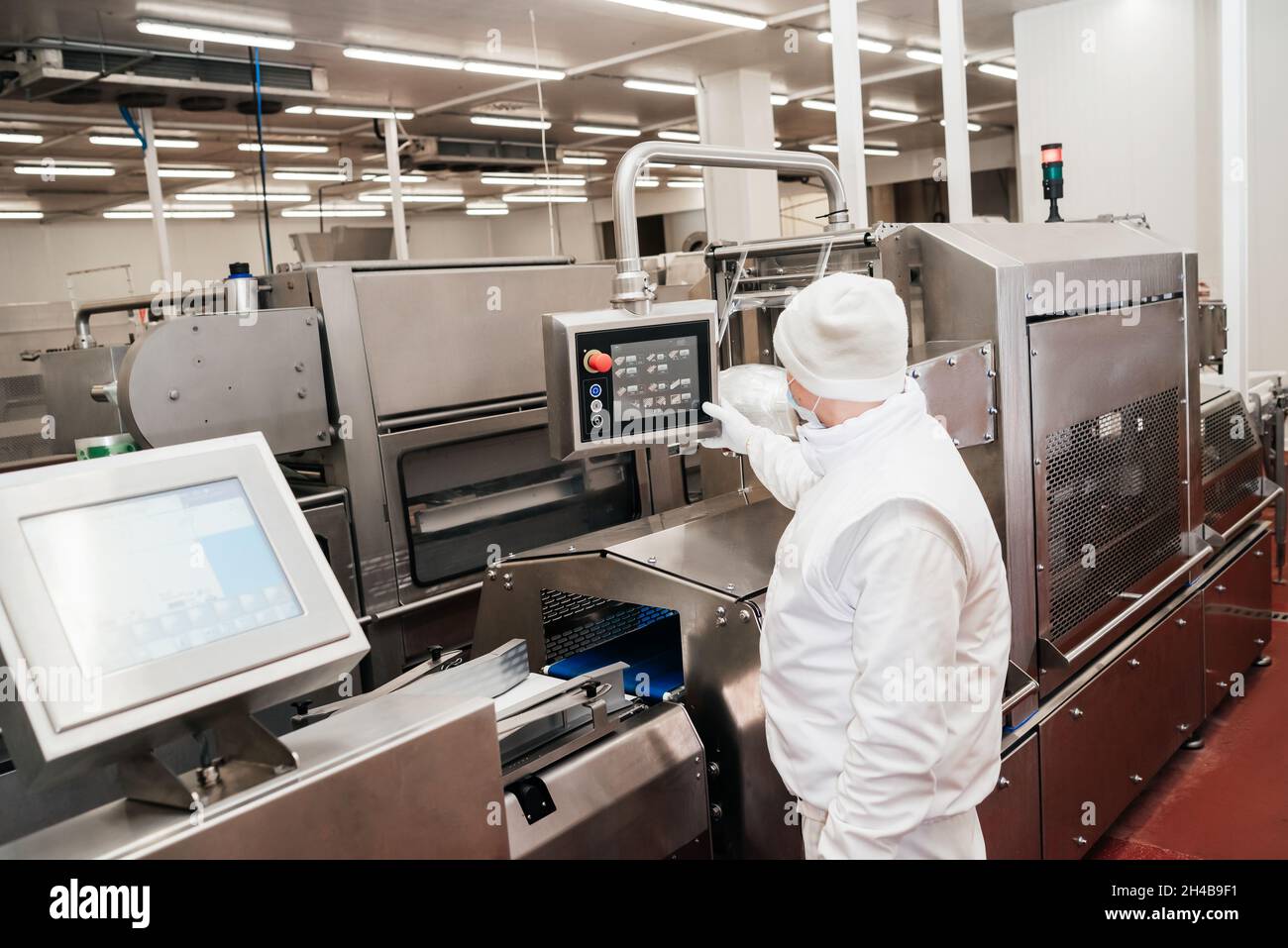 Modern poultry processing plant.Line for the production of semi ...