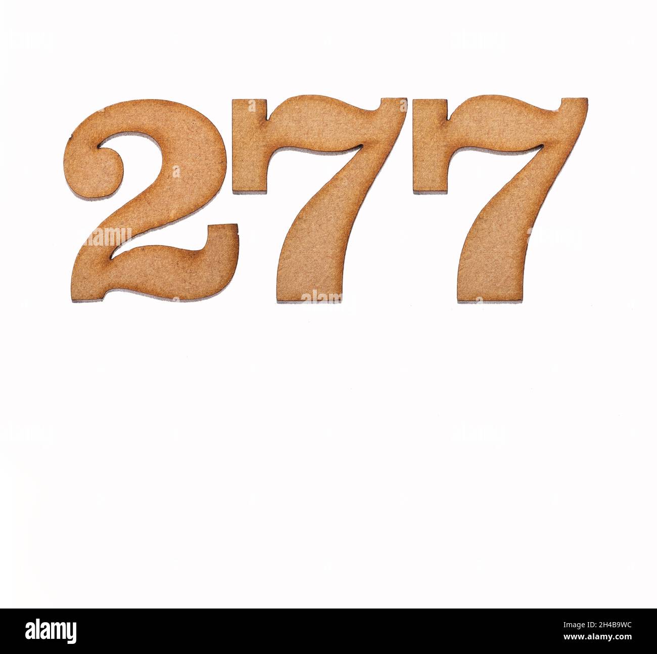 Number 277 - Piece of wood isolated on white background Stock Photo - Alamy