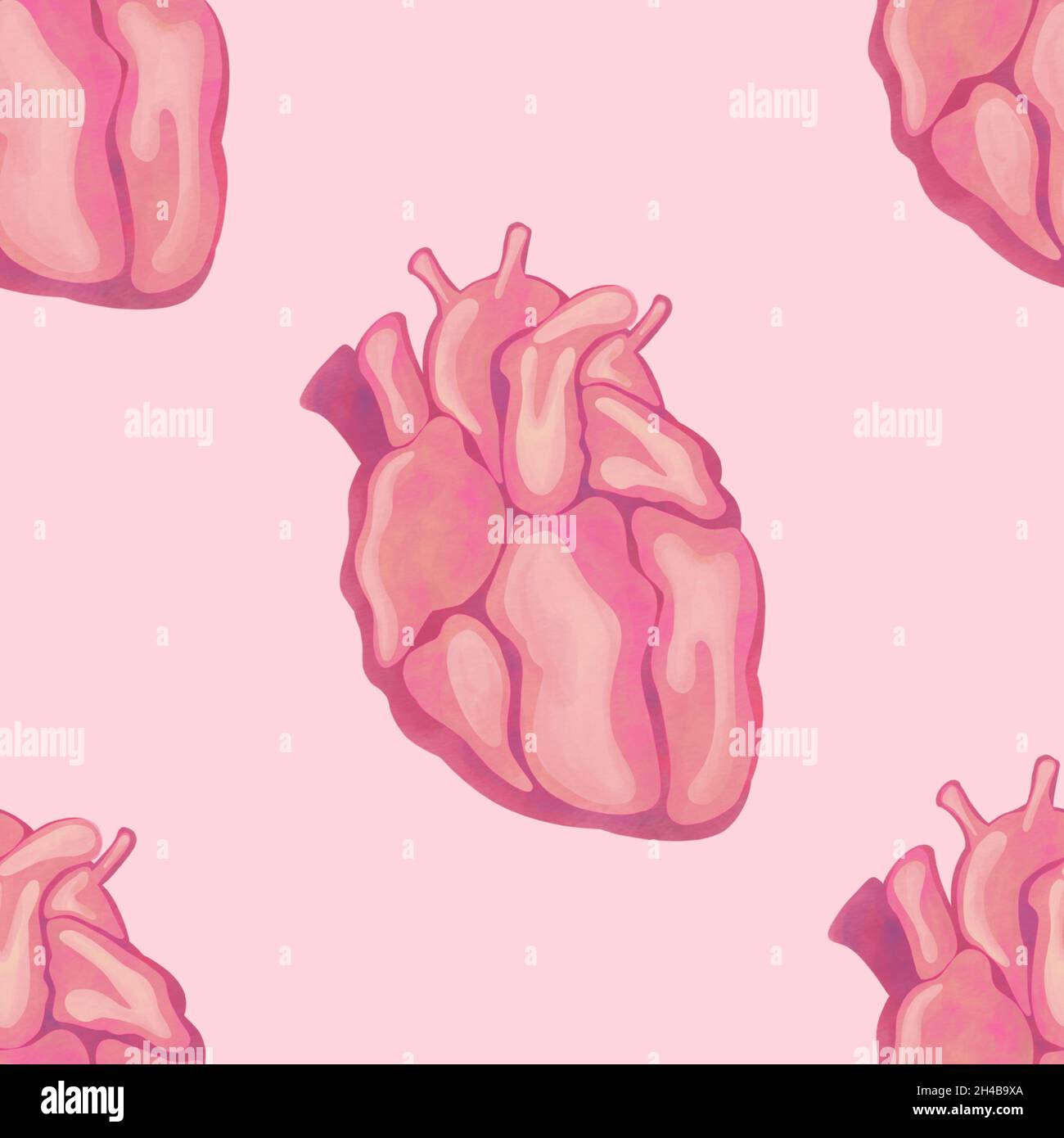 Pink Seamless pattern with realistic human Heart. Background for ...