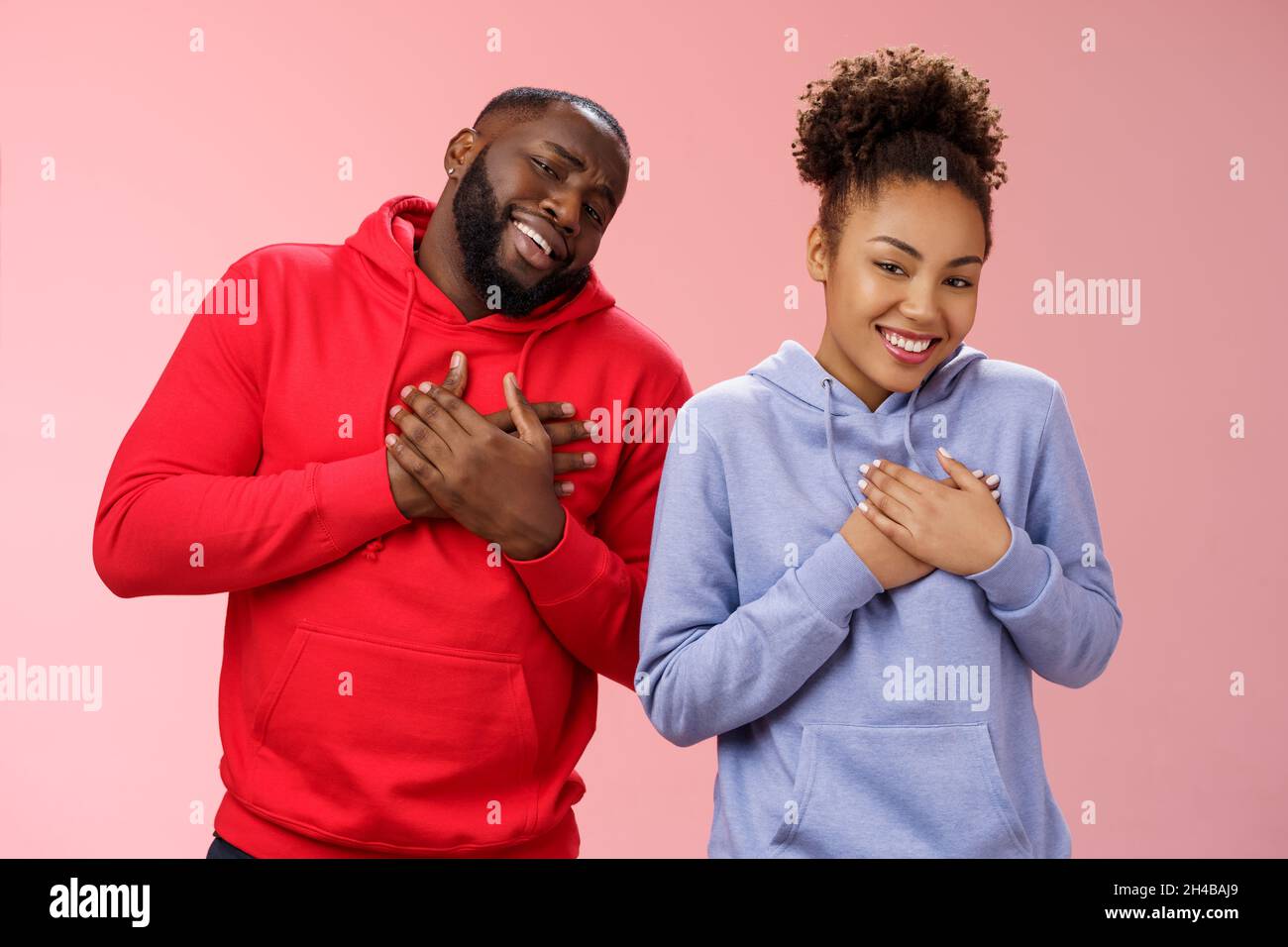 Couple receive compliments look good together. Portrait charming ...
