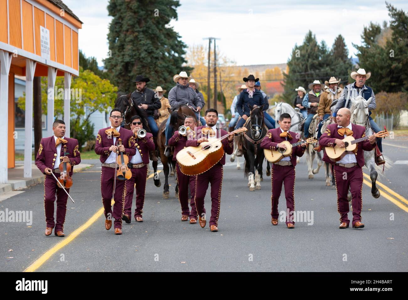 The Mariachi Mexico band accompany a performance of Mexican Horse ...