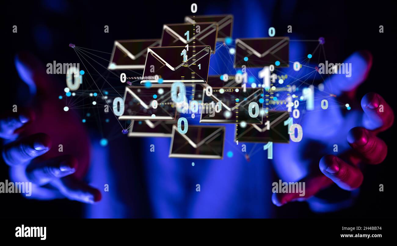 3d express envelope and parcel abstract technology background Stock ...