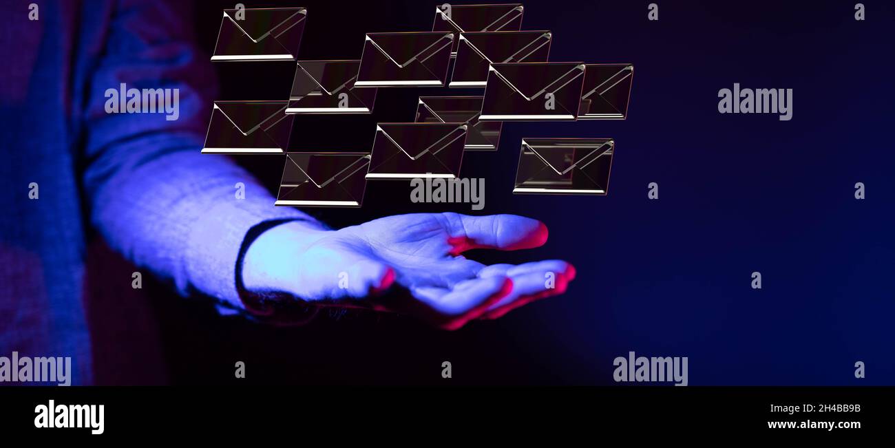 3D rendering Email Inbox Electronic Communication Graphics Concept in a ...