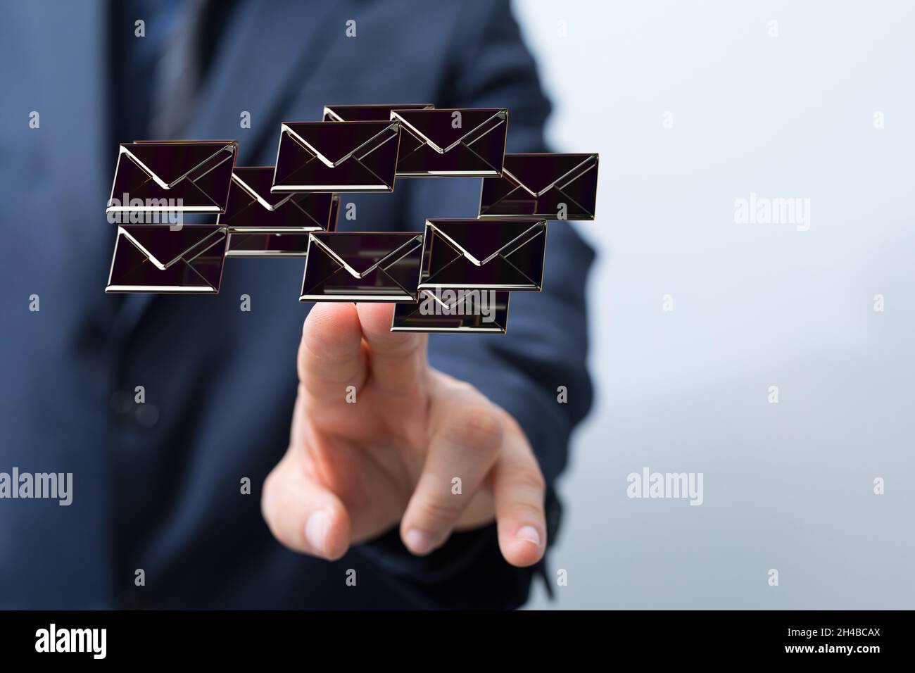 3D rendering of flying email icons with his finance concept Stock Photo ...