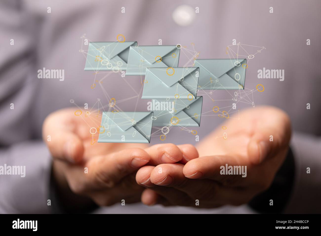 3D rendering of flying email icons with his finance concept Stock Photo ...