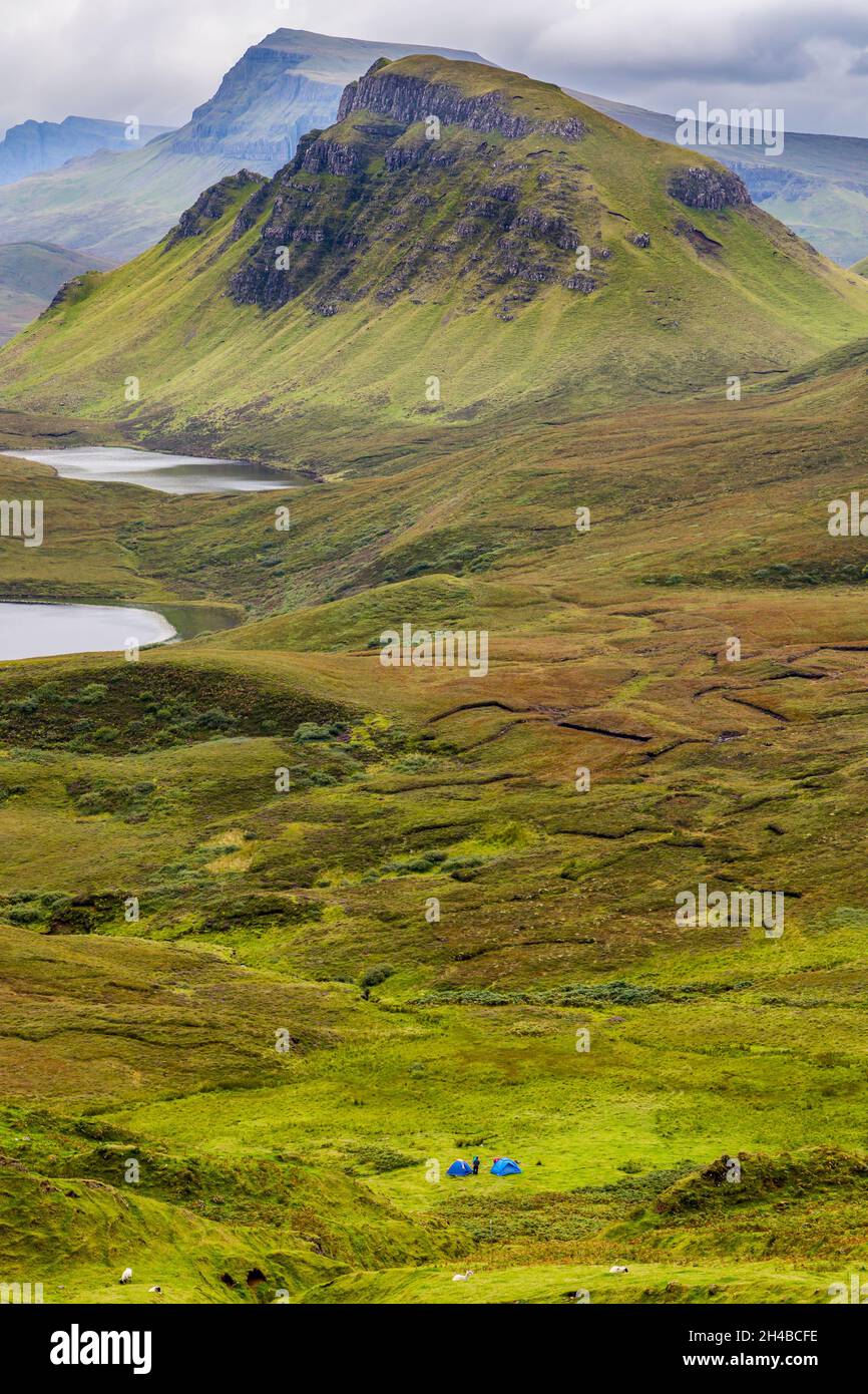 Tents and wild camping on dramatic mountain scenery on the Isle of Skye ...