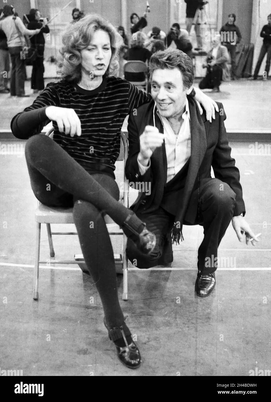Lauren Bacall and Harry Guardino taking a break in rehearsing the ...