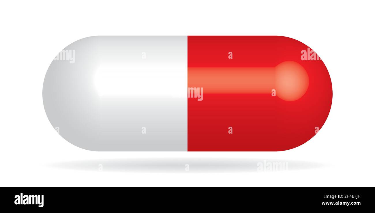 Red-white pill. Drug or medicament symbol Stock Vector Image & Art - Alamy