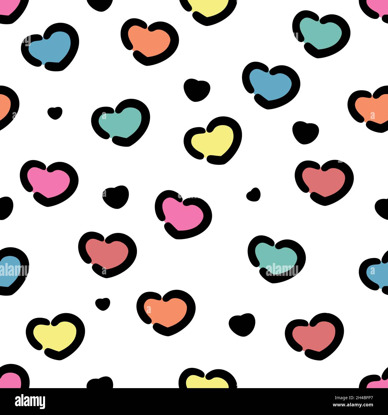 Vector illustration with cute animal seamless pattern. Heart shaped ...