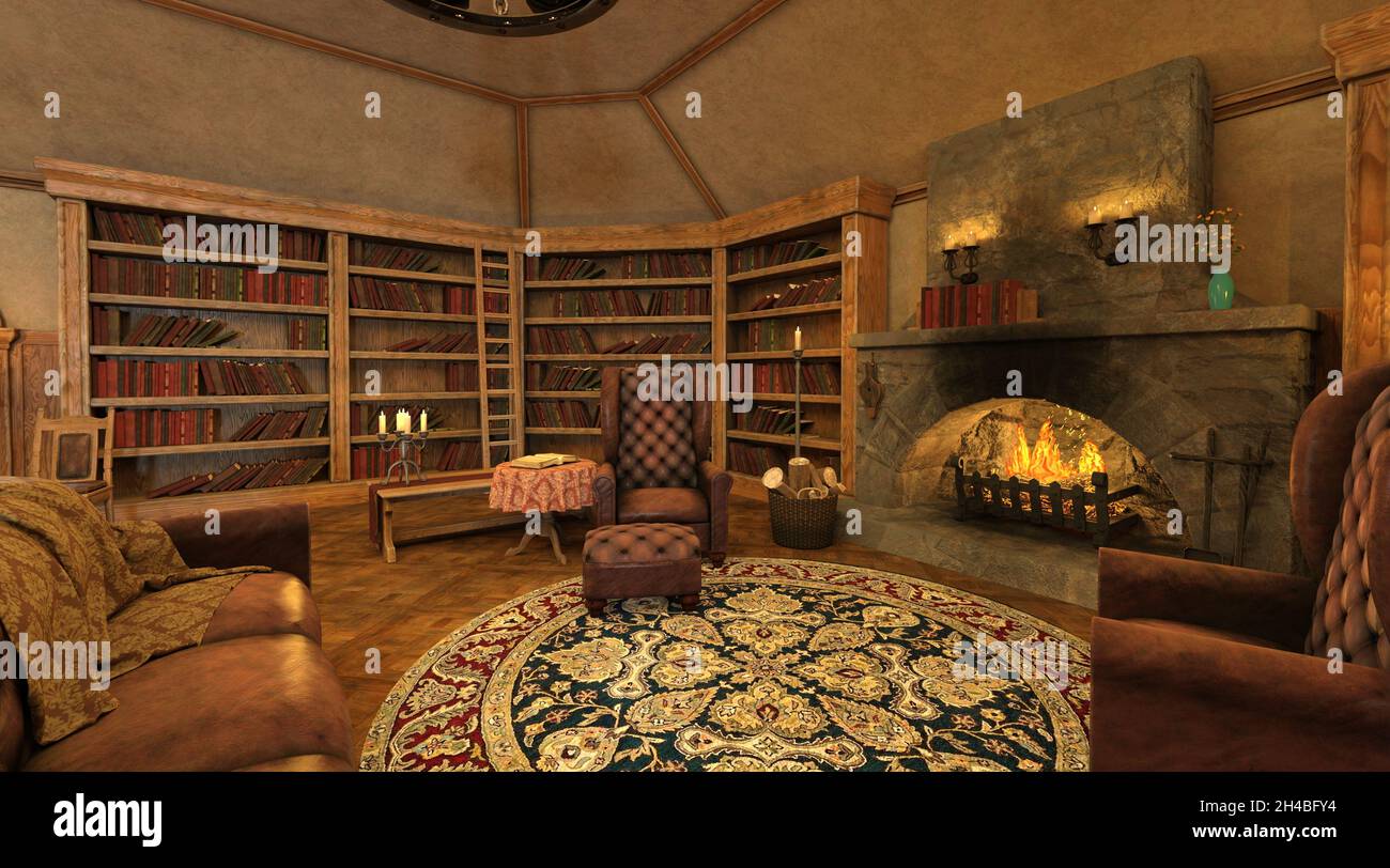 Historic illustration bookshelf hi-res stock photography and images - Alamy