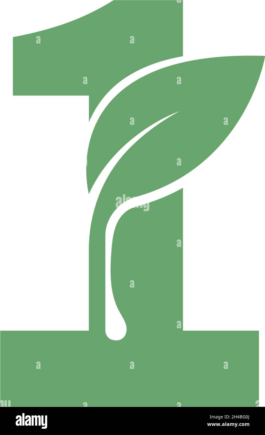 Number 1 icon leaf design concept template vector Stock Vector Image ...