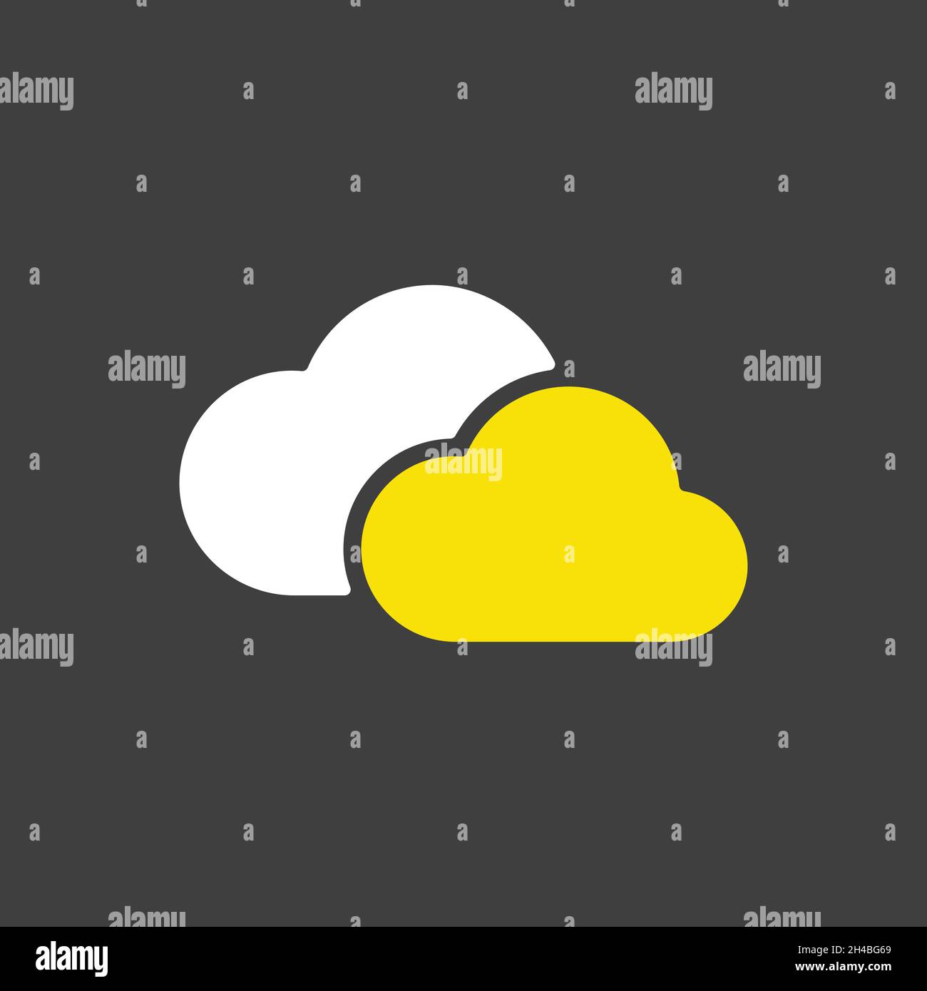 Two clouds vector glyph icon on dark background. Meteorology sign ...