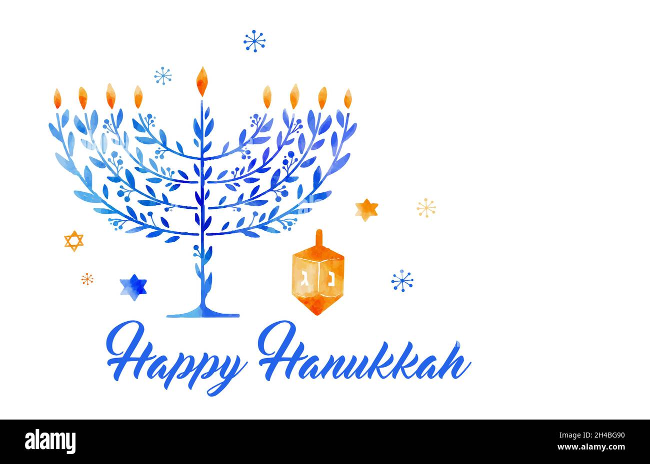 Happy Hanukkah, vector watercolor illustration, banner design ...