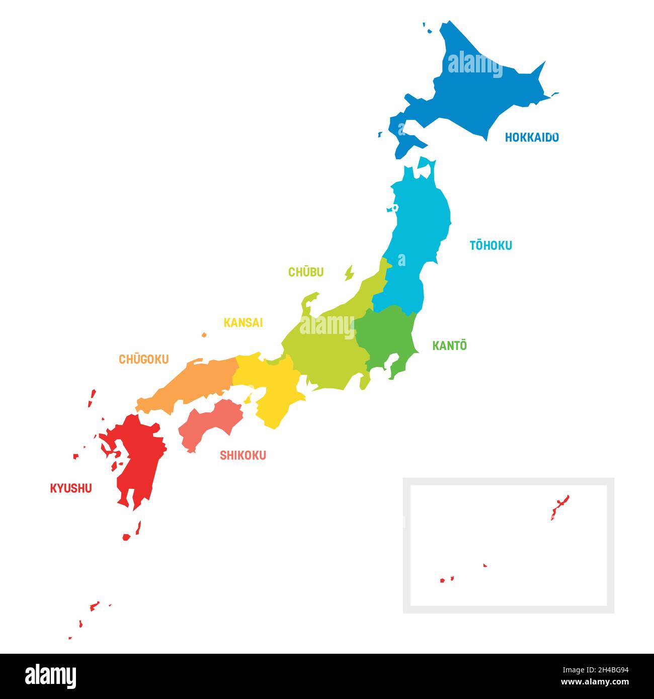 Japan - political map of regions Stock Vector Image & Art - Alamy