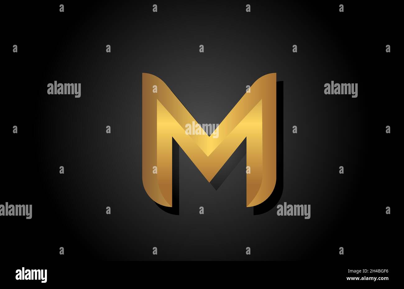 gold golden M alphabet letter icon logo design. Company template for ...