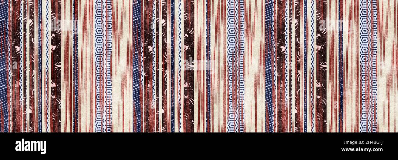 Seamless tribal ethnic stripe grungy border surface pattern design for print Stock Photo - Alamy