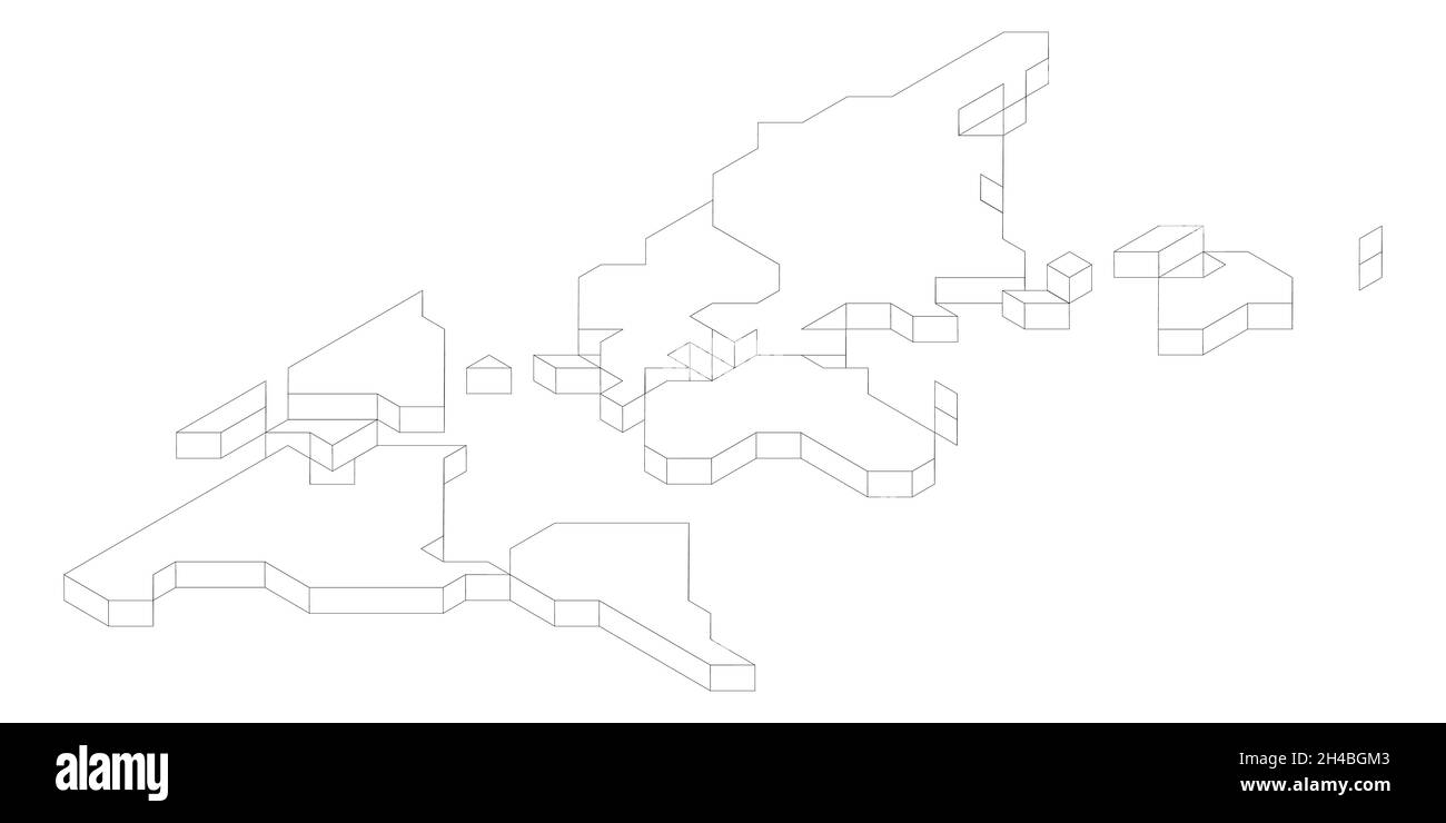 3D isometric map of World Stock Vector Image & Art - Alamy