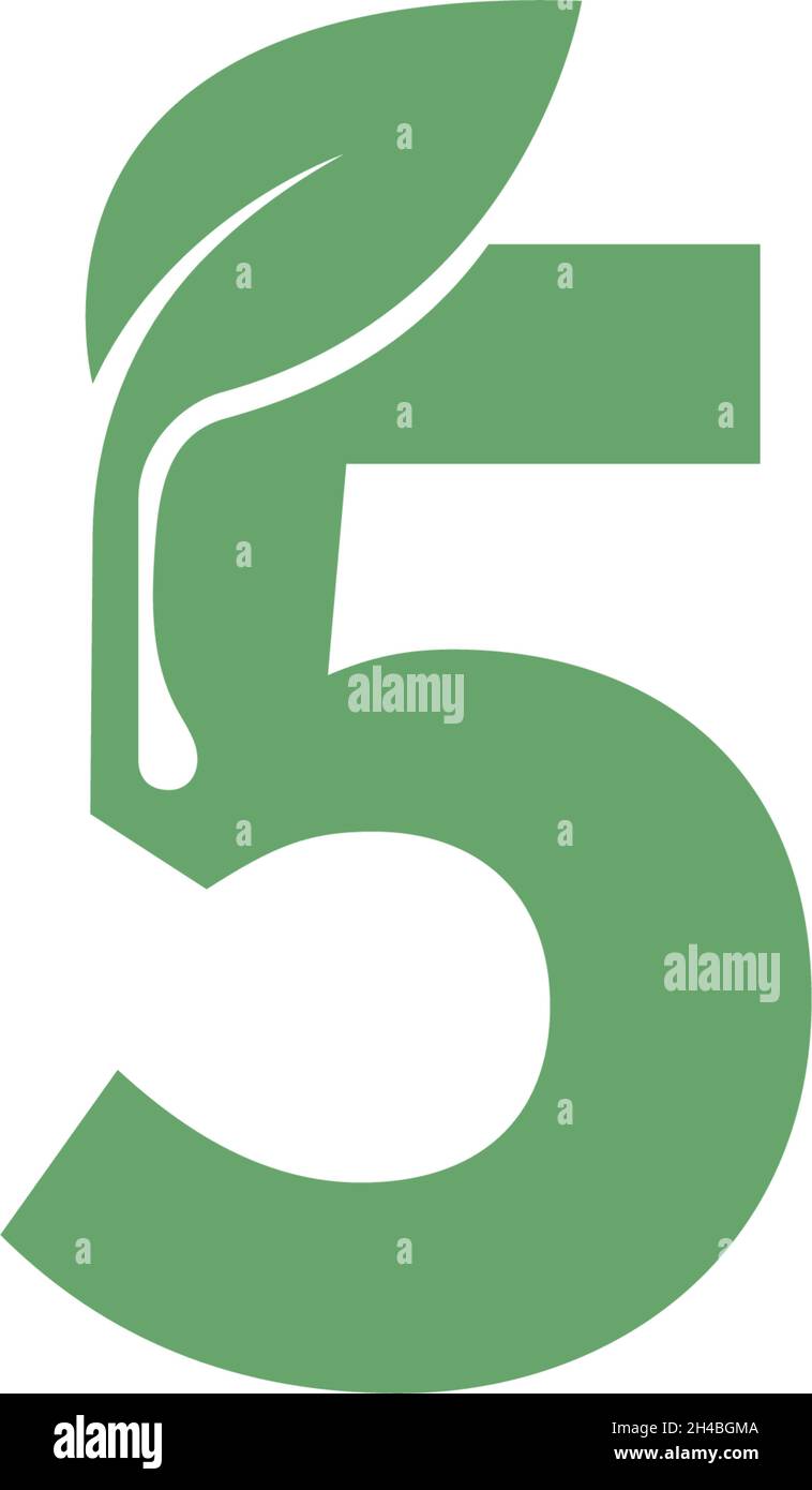 Number 5 icon leaf design concept template vector Stock Vector Image ...