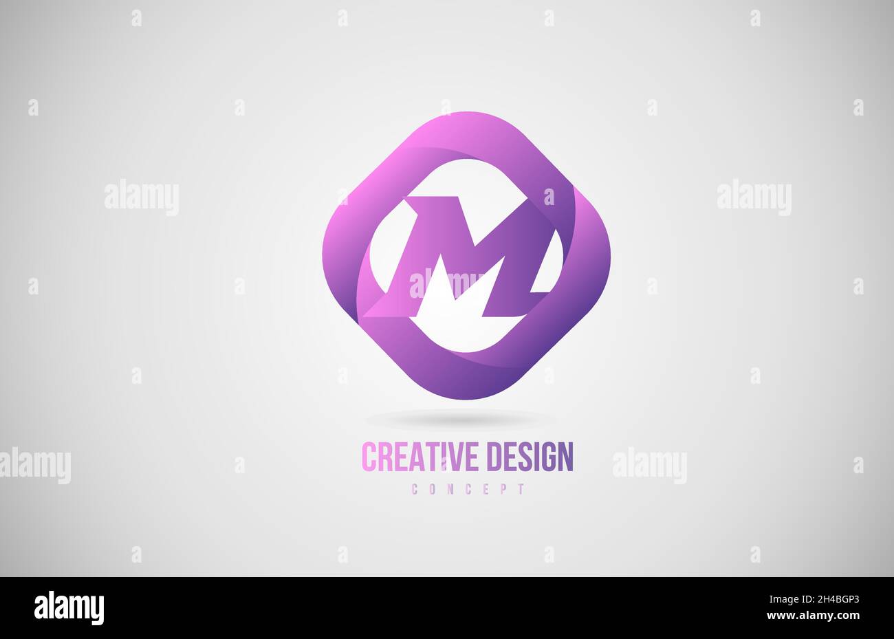 pink M alphabet letter logo icon. Creative design template for company ...