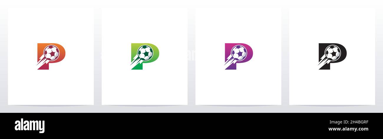 Soccer Ball On Letter Logo Design P Stock Vector Image & Art - Alamy