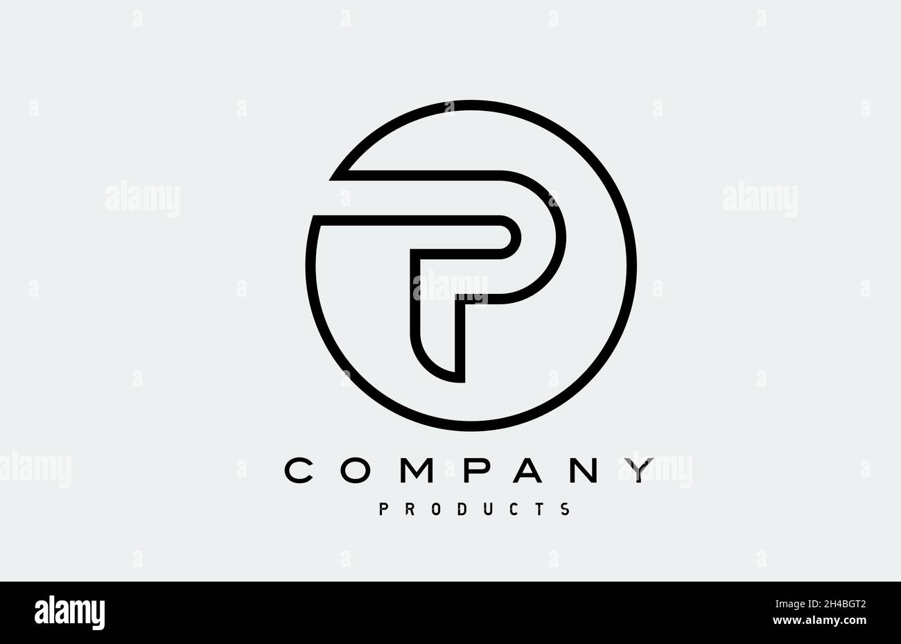 black line P simple alphabet letter logo icon. Creative design template ...