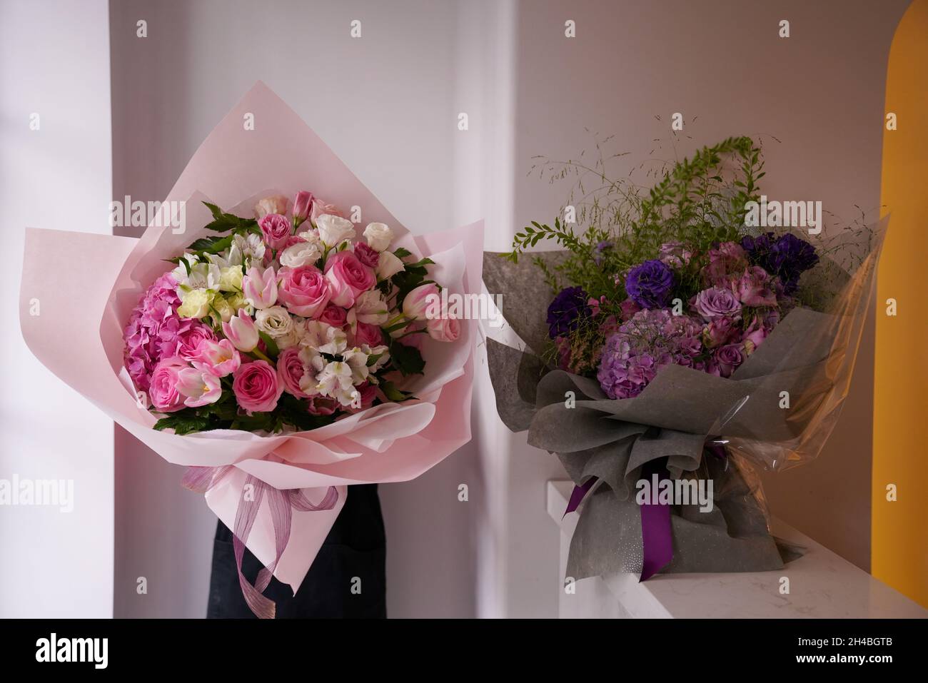 Creative layout of flowers and leaves. The concept of nature. A card ...