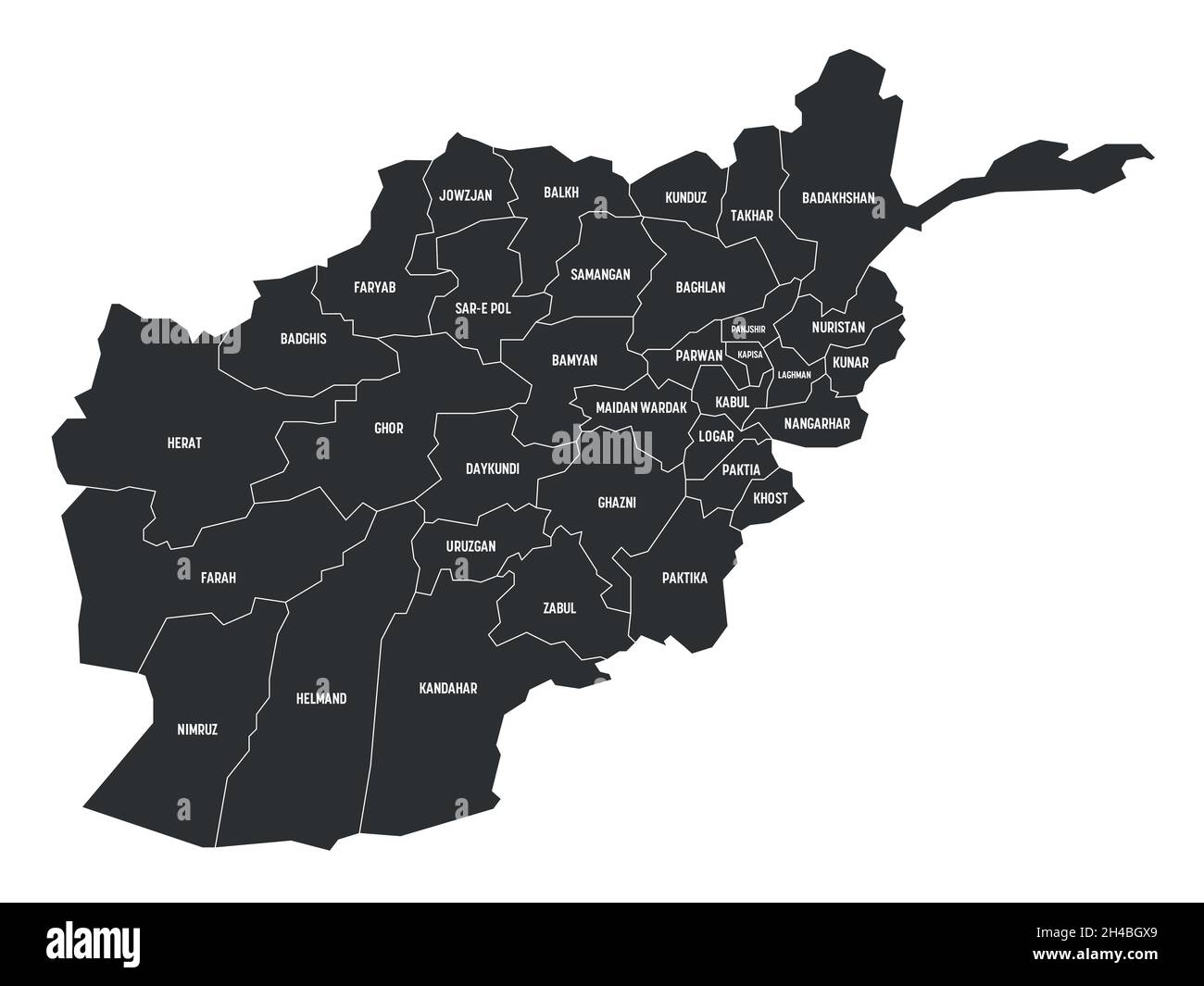 Afghanistan - vector map of provinces Stock Vector Image & Art - Alamy