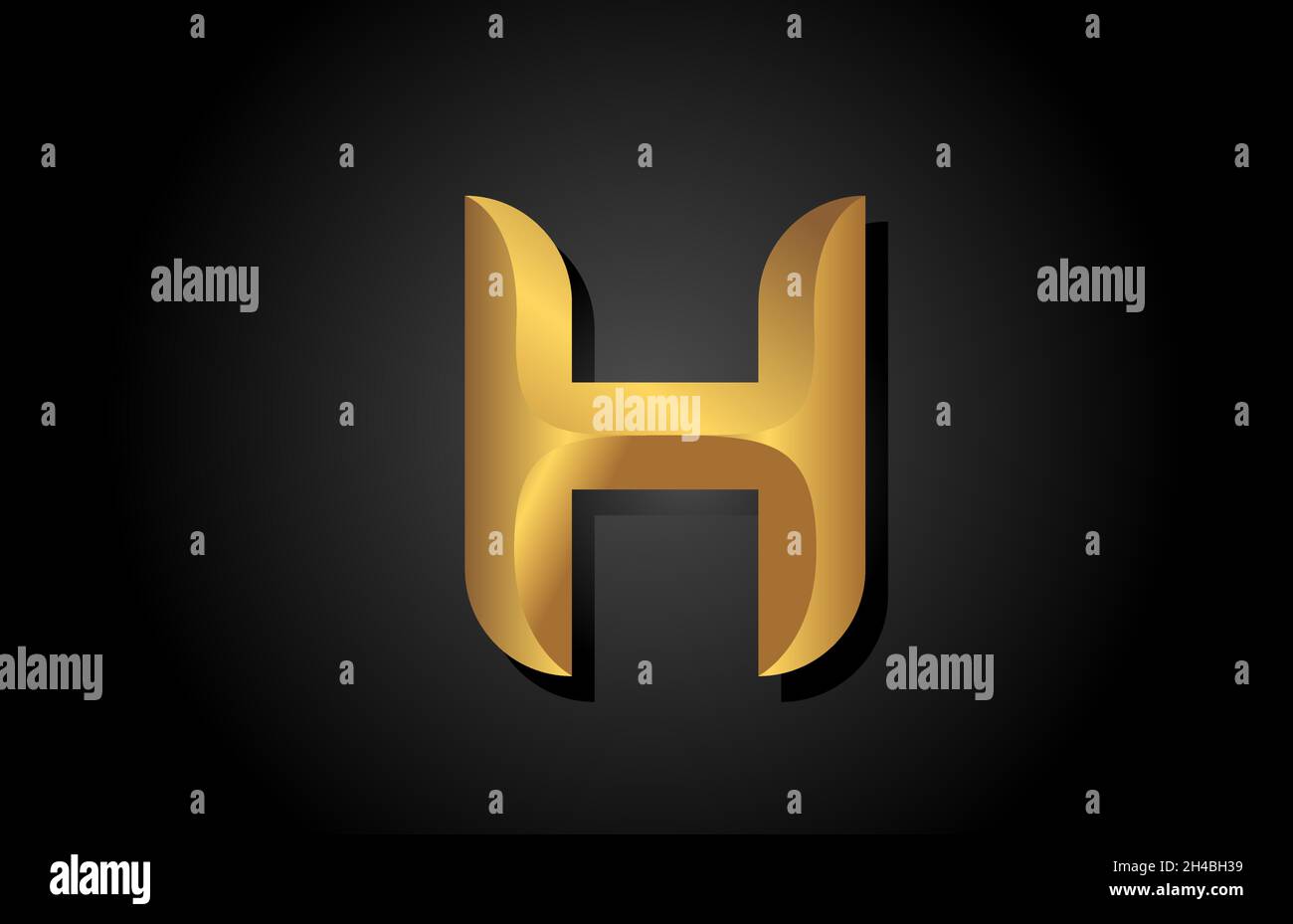 gold golden H alphabet letter icon logo design. Company template for ...