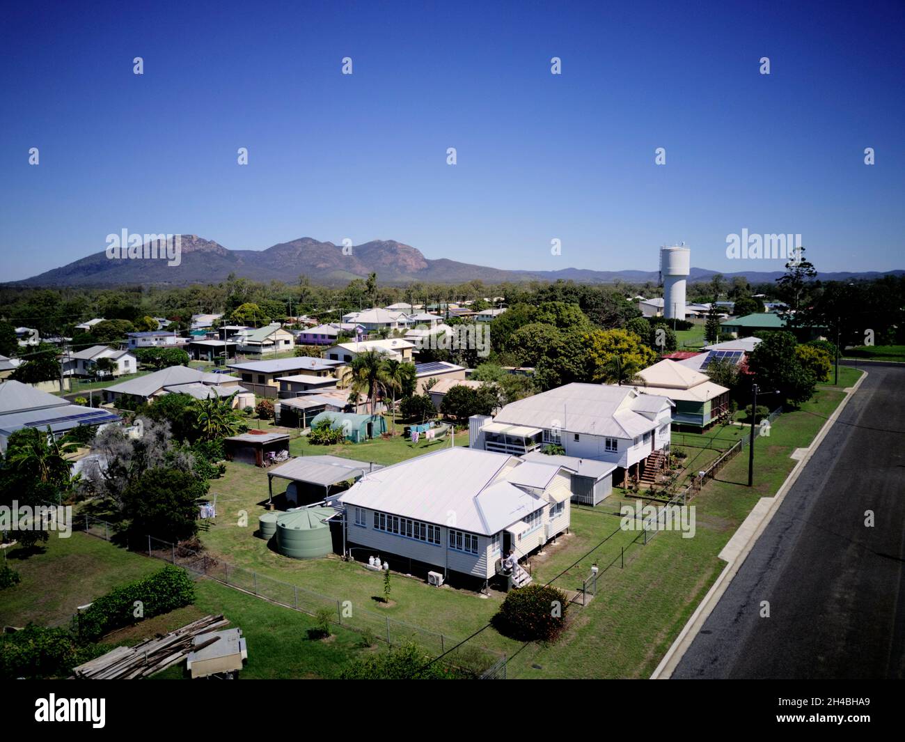 Aerial of Biggenden Queensland Australia with Mount walsh in background ...