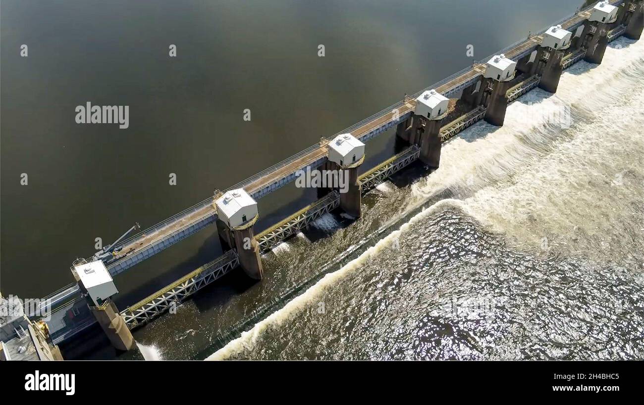 An aerial view of the the Emsworth Locks and Dams in Pittsburgh shot by ...
